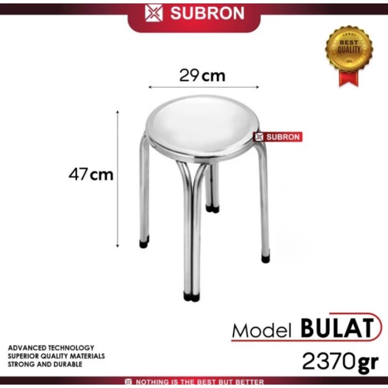 Jual Subron Kursi Bulat Stainless Steel Subron 47 Cm Bangku Bulat Baso ...