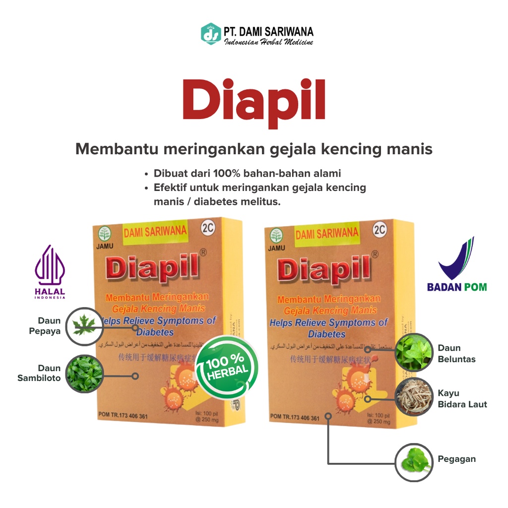 Jual Jamu Herbal DIAPIL 100 Pil Meringankan Gejala Kencing Manis ...
