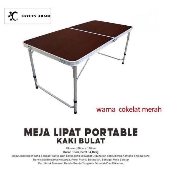 Jual Meja Lipat Koper Hpl Aluminium Meja Kaki Bulat Meja Portable | Shopee Indonesia