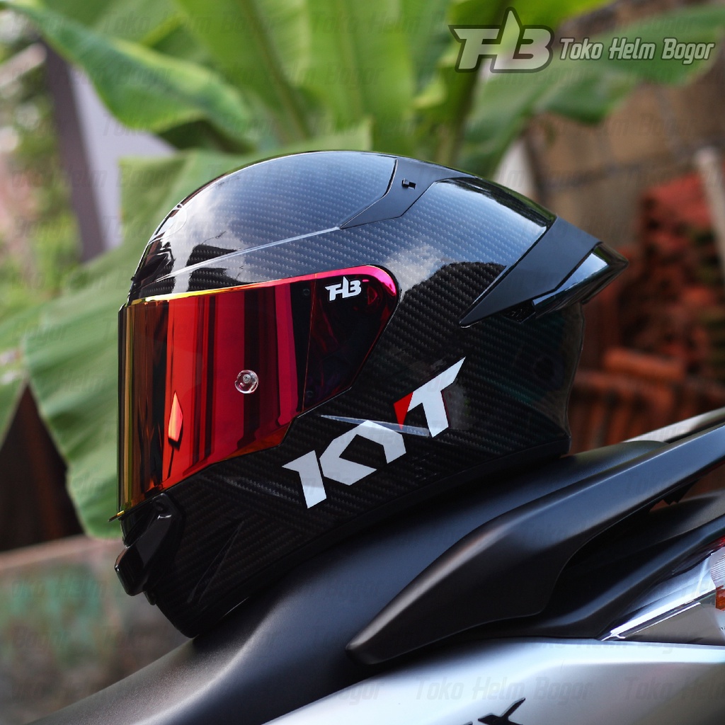 Jual KYT TT Course Carbone motif visor REDGOLD spoiler 3D Smoke mothpad ...