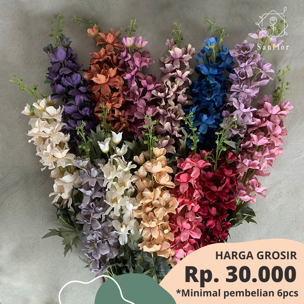 Jual BUNGA ALPINE DELPHINIUM / ARTIFICIAL FLOWER BAHAN KAIN HIASAN ...