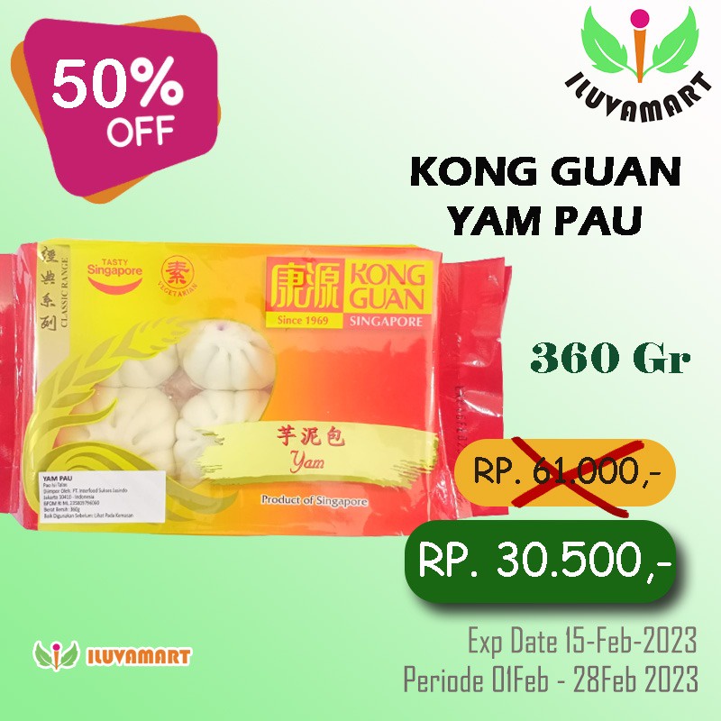 Jual Kong Guan Yam Pau Taro 360gr / Pau isi Ubi Talas Vegetarian Bakpau ...