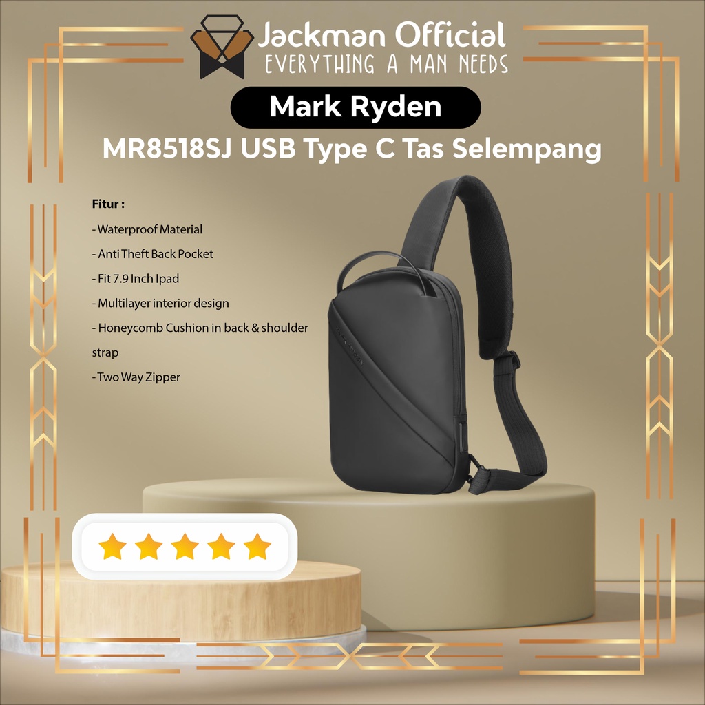 Jual MARK RYDEN MR8518SJ USB Type C Tas Selempang Pria Crossbody Sling ...