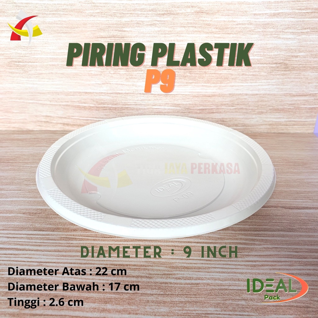 Jual Piring Plastik Besar Putih Tebal P9 PET IDEAL / Piring Makan ...