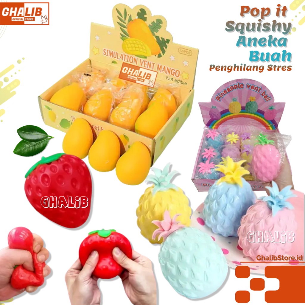 Jual Mainan Anak Hobi Pencetan Squishy Nanas Buah Mangga Mango Anggur ...