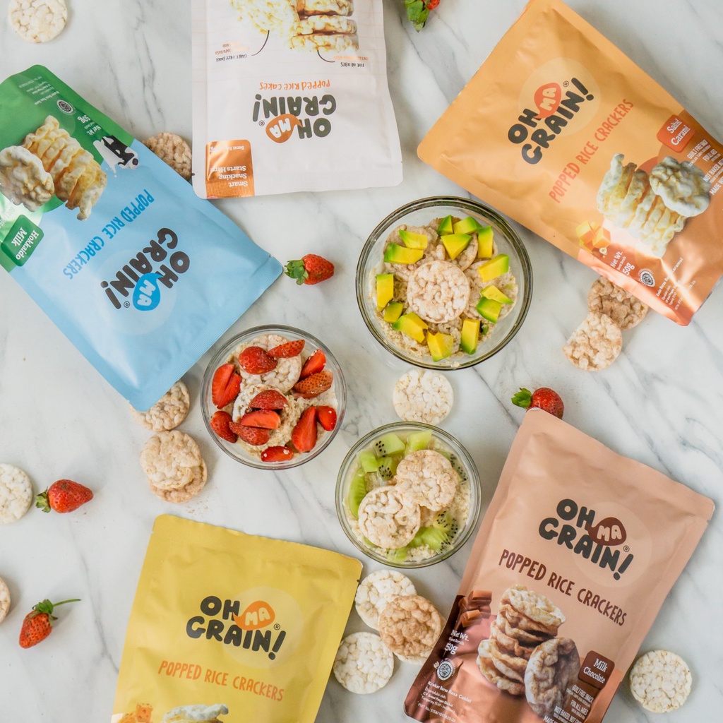 Jual Oh Ma Grain! Popped Rice Crackers Varian Manis | Shopee Indonesia