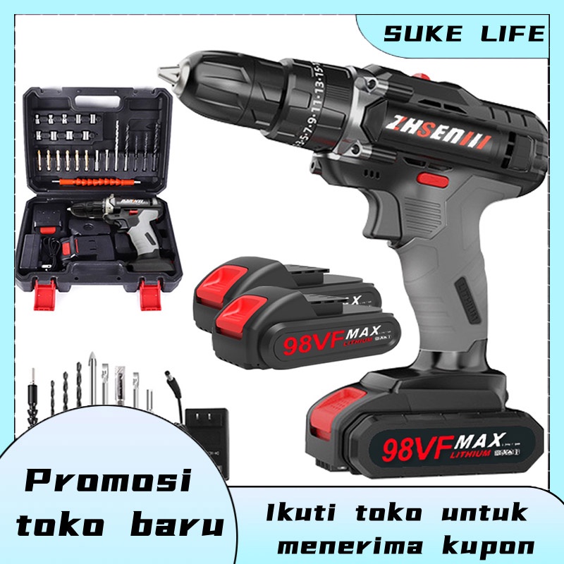 Jual 98V Set Lengkap Mata Bor Listrik Bor Tanpa kabel Cordless Drill ...