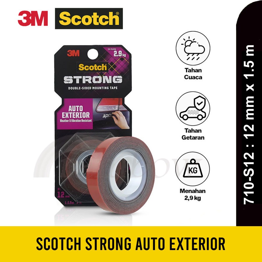 Jual 3M Scotch 710-S12 Strong Double Tape Auto Exterior Mounting Tape ...