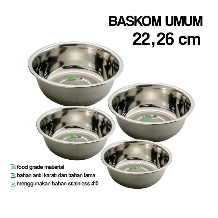 Jual Baskom Umum | Baskom Korea Stainless Komodo Tebal Mangkok Mixing Bowl - 26 CM | Shopee ...