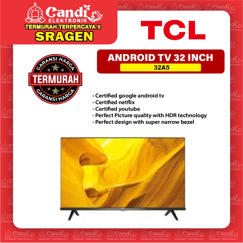 Jual TCL Android Tv 32 Inch Hd Ready - 32A5 | Shopee Indonesia