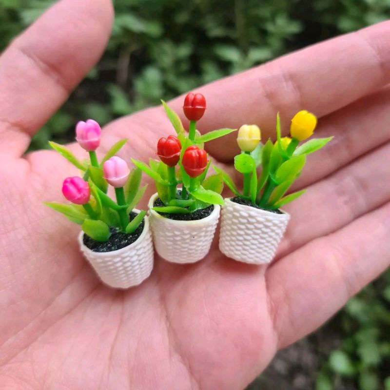 Jual [HARGA SATUAN/ PER BIJI ukuran 4cm saja!] miniatur pot bunga tulip ...