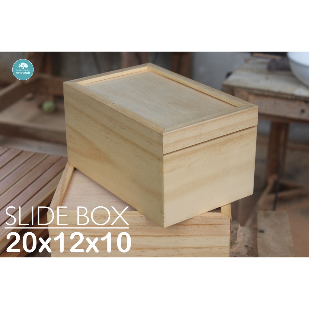 Jual KOTAK KAYU SLIDING / GESER NATURAL 20x12x10 WOODEN GIFT BOX ...