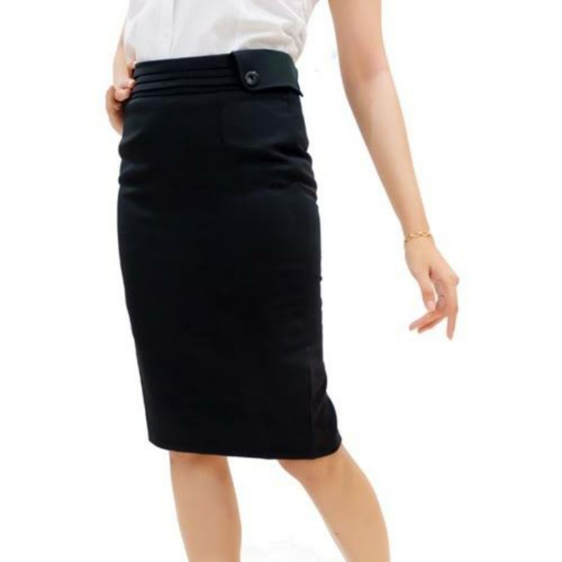 Jual Rok Dasar Hitam Pekat Pendek Kerja Panjang Selutut atau Bawah ...