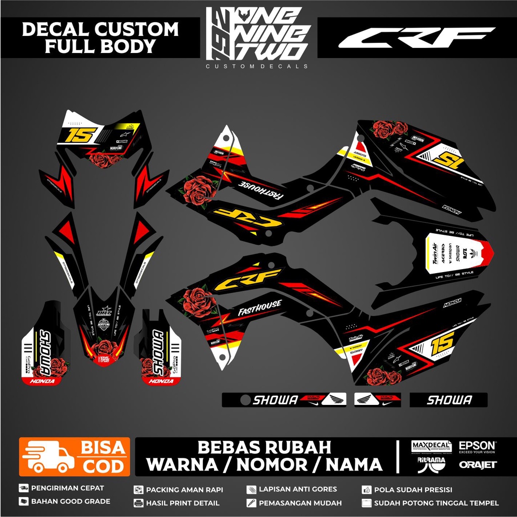 Jual Decal Honda Crf 150 Motif Flower Hitam Merah Full Body Keren ...