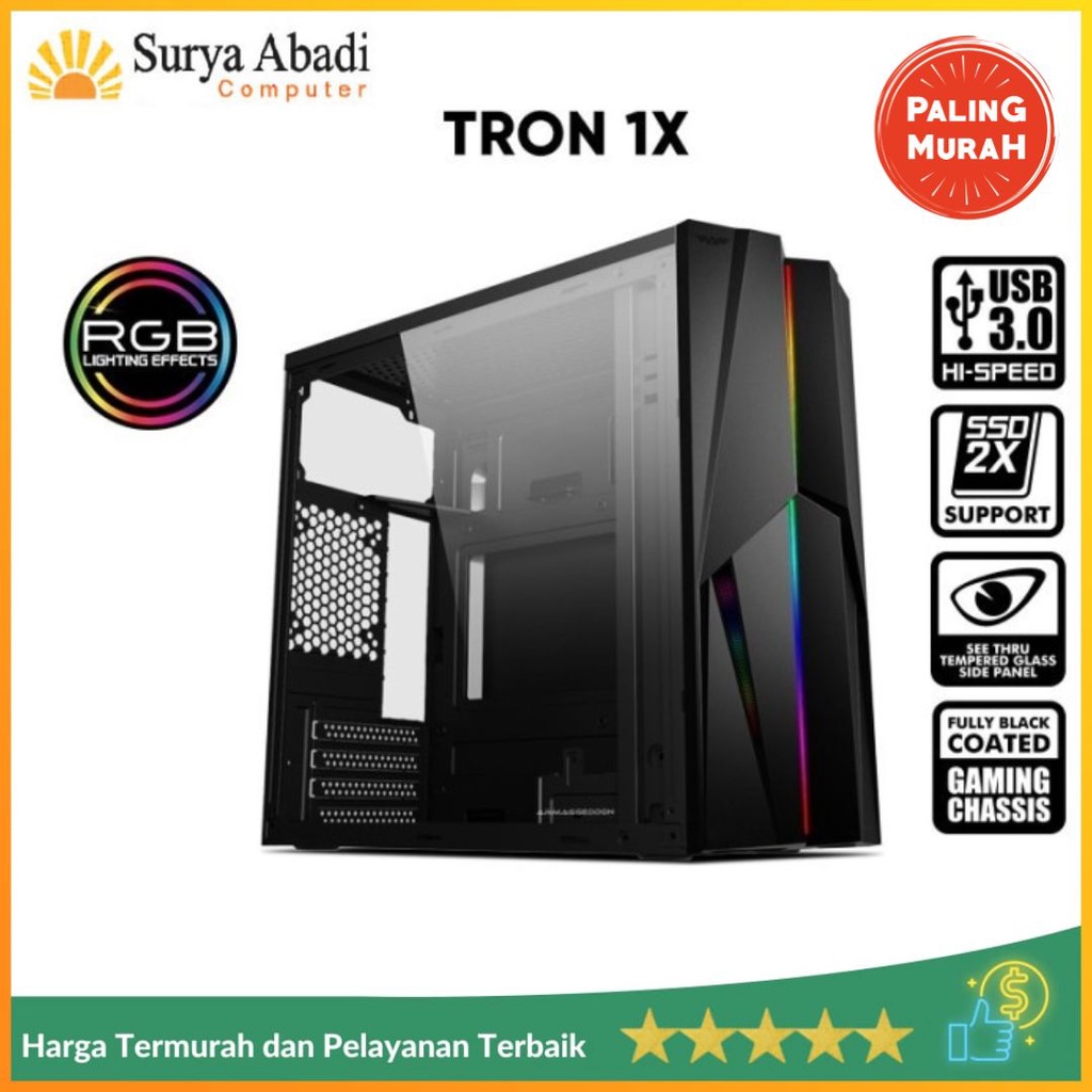 Jual Casing PC Armaggeddon Tron 1X With LED RGB Strip - Hitam | Shopee ...