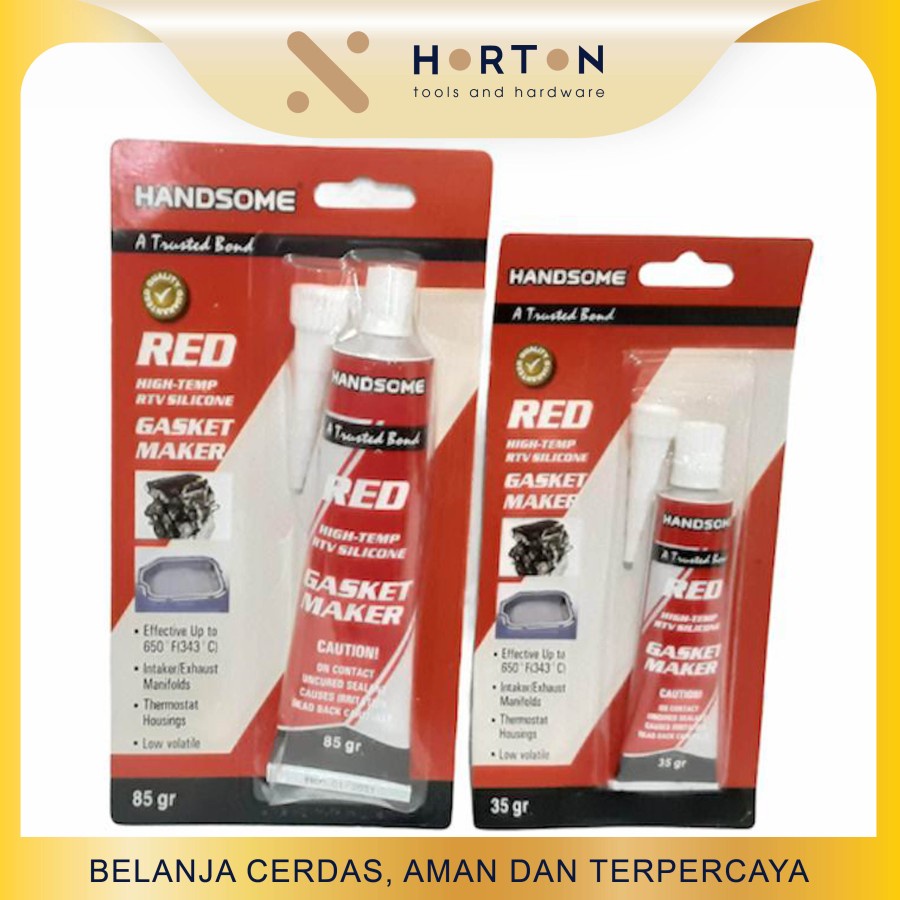 Jual HANDSOME Lem Gasket Merah Tahan Panas / Red Silicone Sealant ...