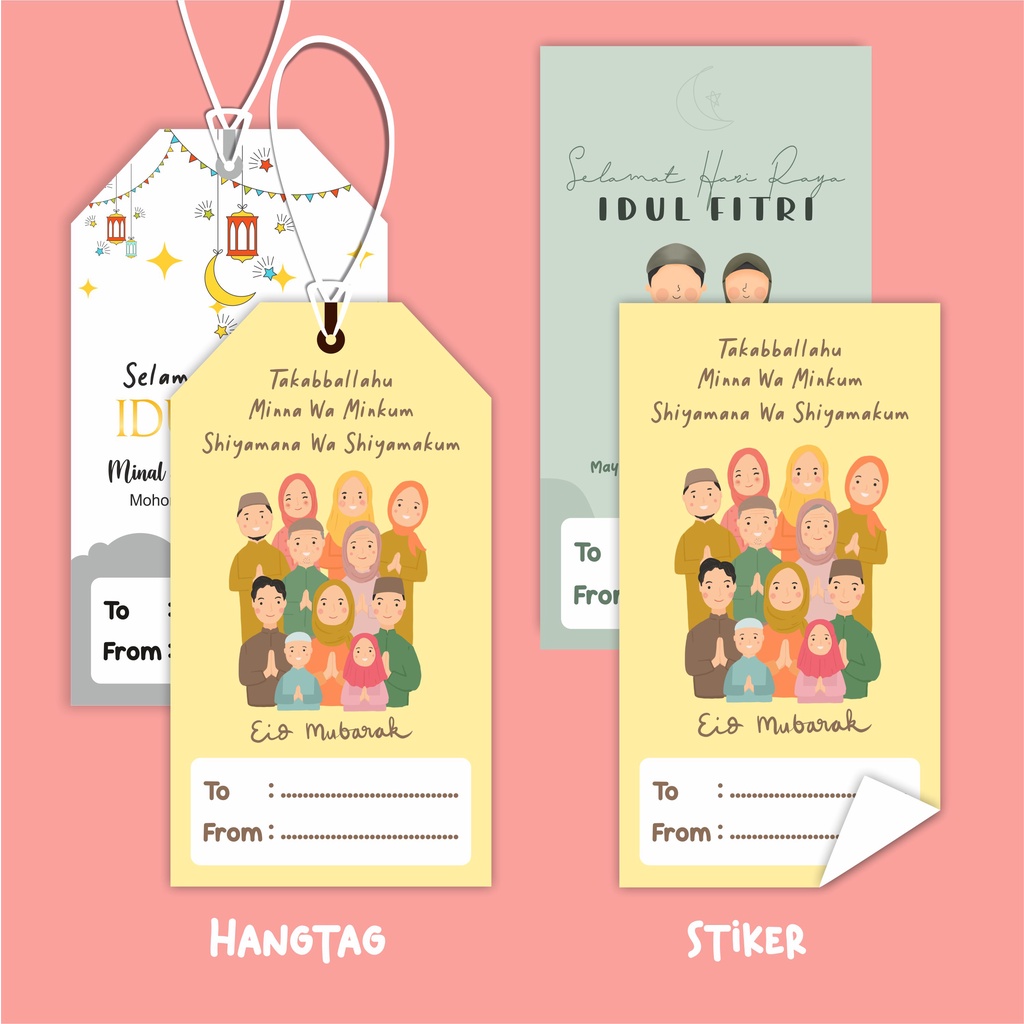 Jual 5pcs Hangtag Hari Raya Idul Fitri Stiker Kartu Ucapan Hari Besar ...