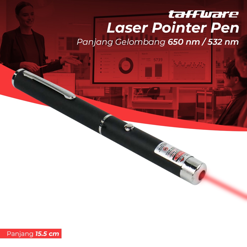 Jual Taffware Laser Pointer Pen Presentasi High Power Baterai AAA 5mw ...