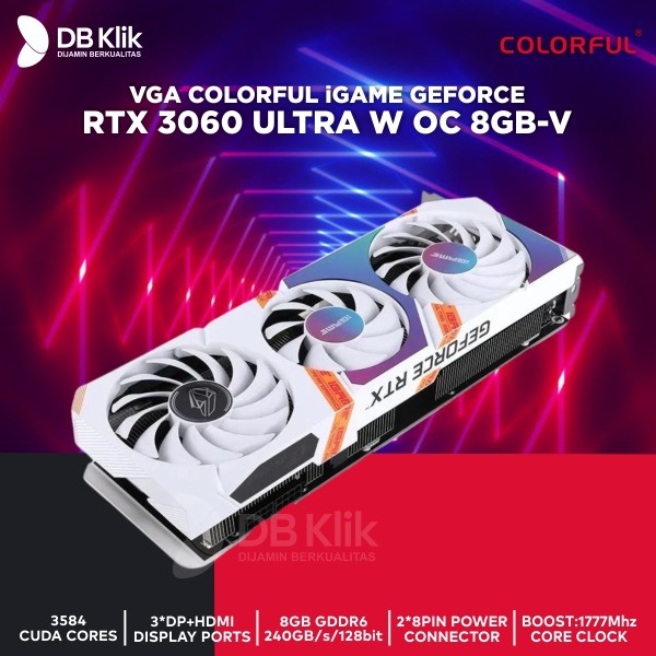 Jual VGA COLORFUL iGame GeForce RTX 3060 ULTRA W OC 8G-V GDDR6 HDMI DP ...