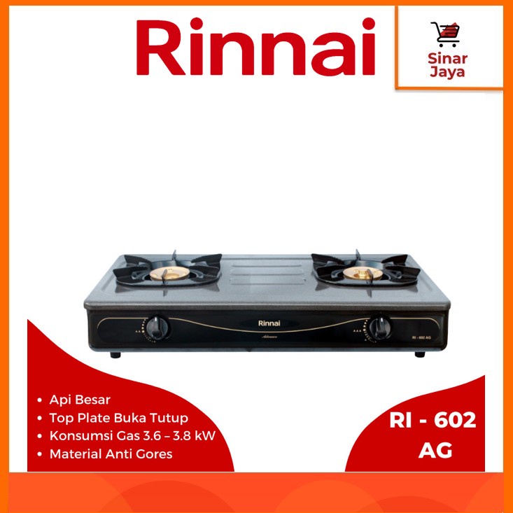 Jual RINNAI RI-602 AG Kompor Gas 2 Tungku (Api Besar) | Shopee Indonesia