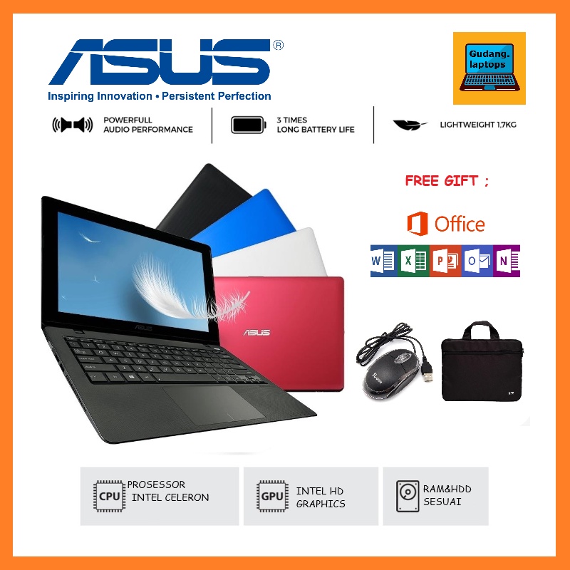 Jual Notebook Asus X200 Intel Celeron RAM 2gb SSD 128gb /FREE MOUSE ...