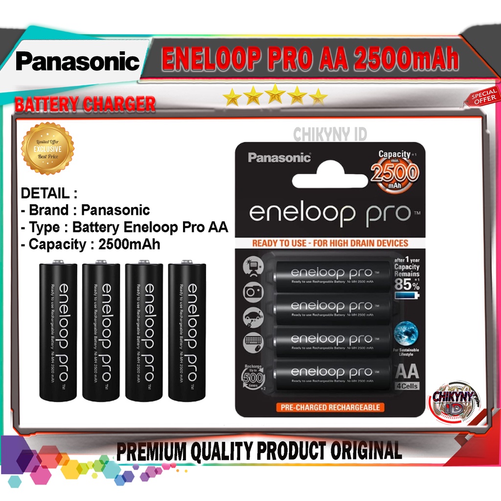 Jual BATTERY ENELOOP PRO AA 2500mAh BATERAI PANASONIC RECHARGEABLE | Shopee Indonesia