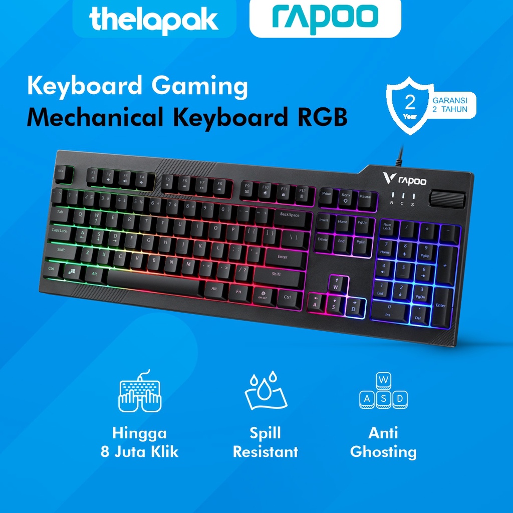 Jual Keyboard Gaming RGB Backlit Rapoo VPro V50S Wired Keyboard Anti-Splash Design Garansi ...