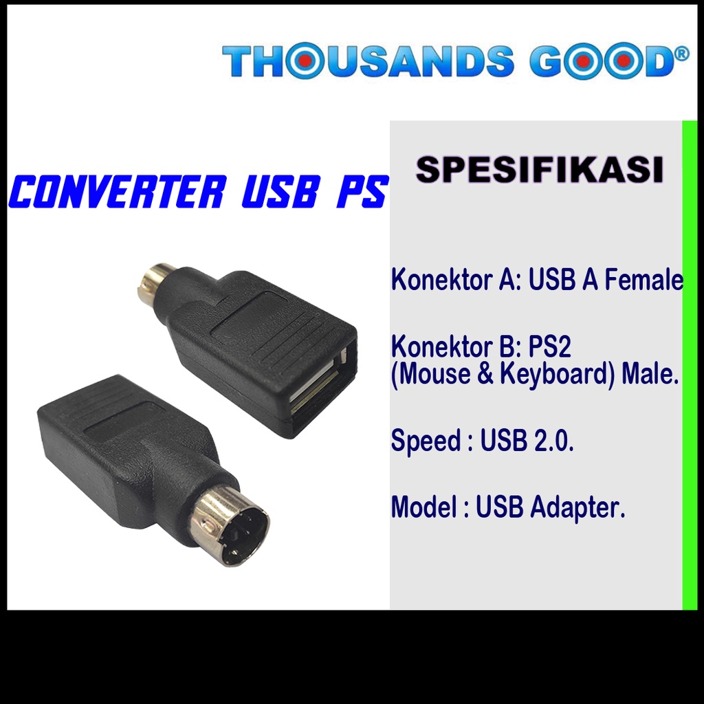 Jual Adapter Converter USB Female PS2 Male Connector Adaptor Play ...