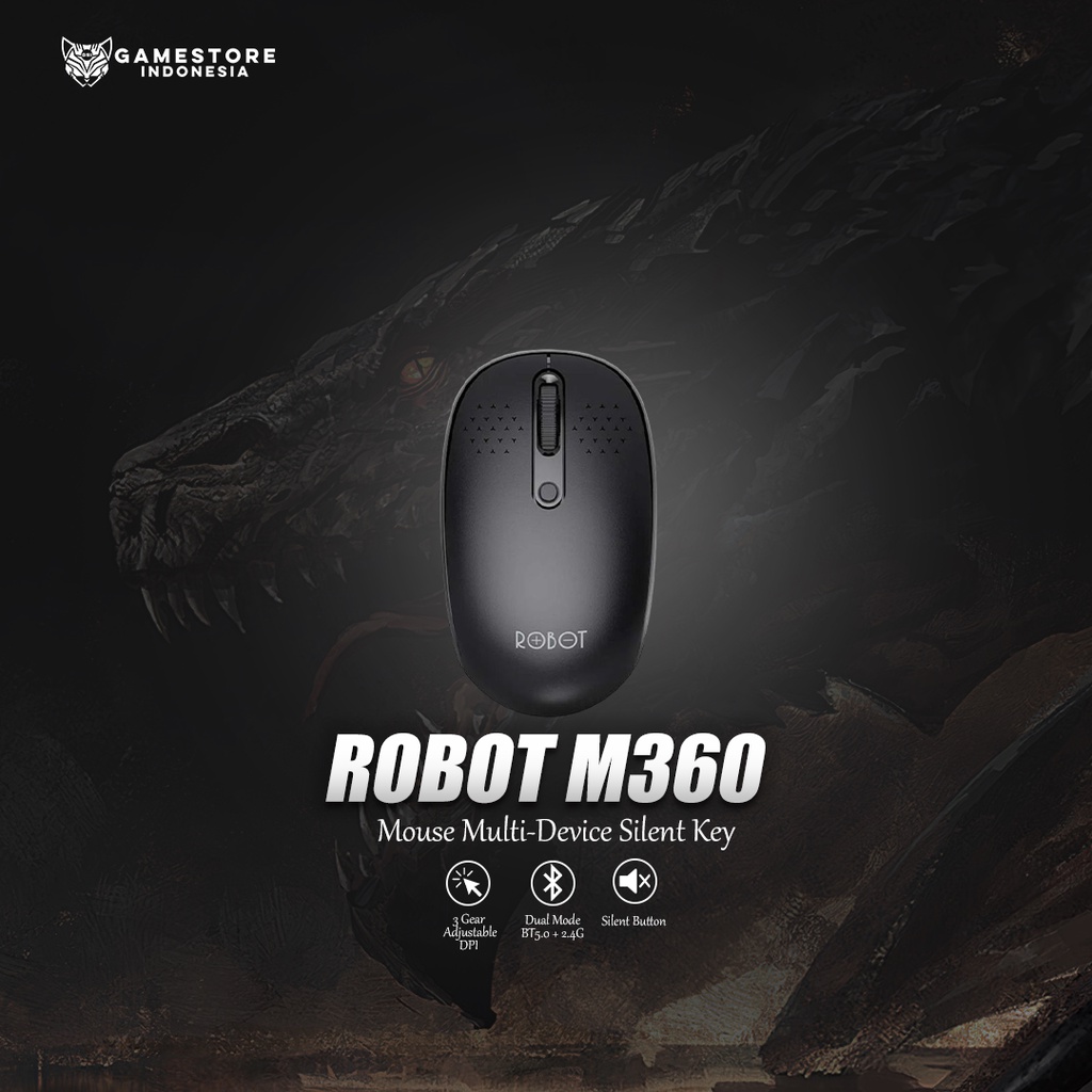 Jual Robot M360 Mouse Multi-Device Bluetooth+2.4G Wireless Mouse Silent ...