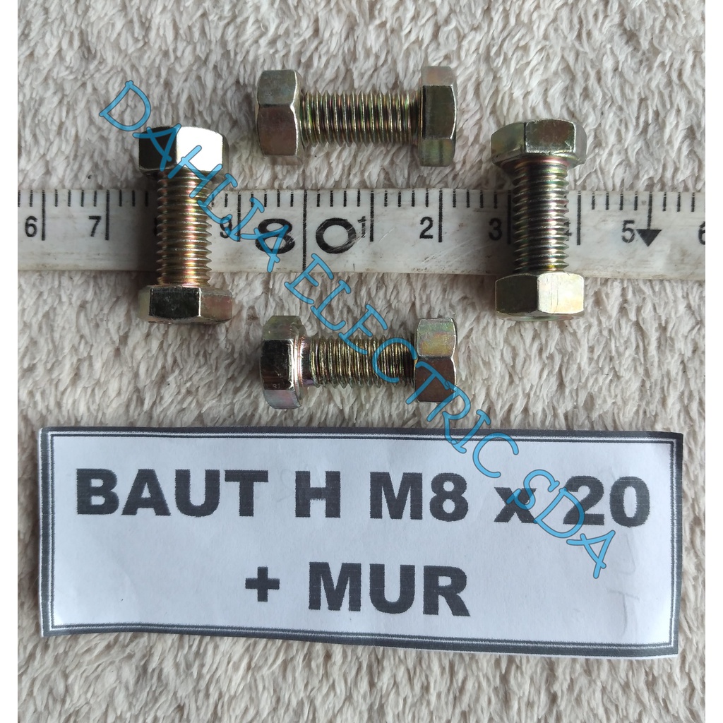 Jual BAUT H M8 x 20 + MUR (1 SET) | Shopee Indonesia