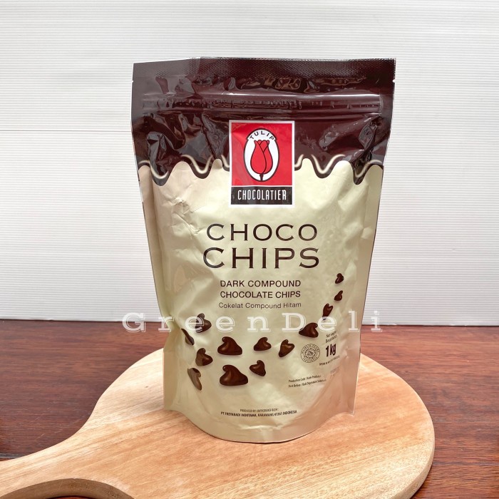Jual Choco Chips / Chocolate Chips Tulip Dark Compound 1 KG [BAHAN KUE ...