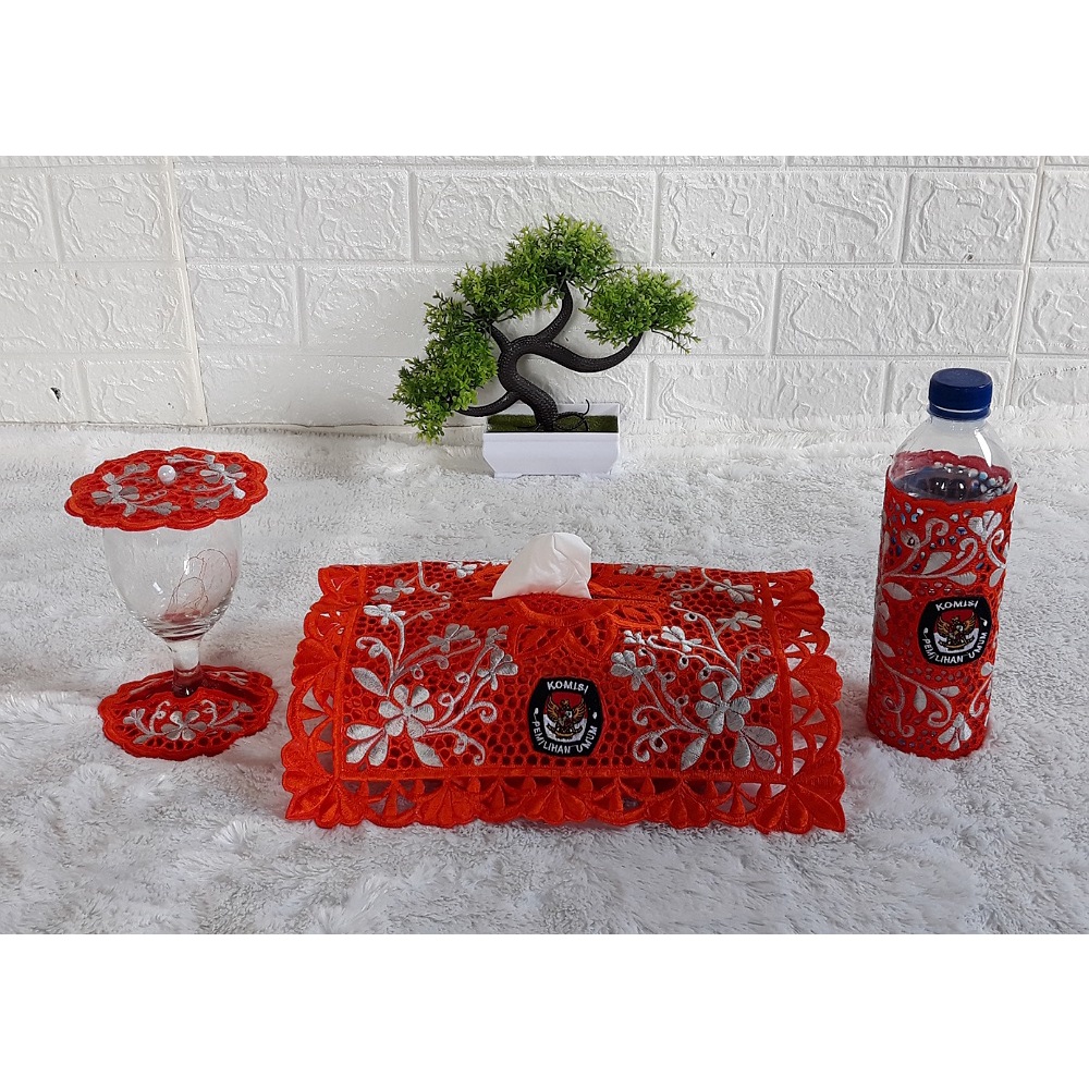 Jual COVER TISSU - COVER BOTOL - TATAKAN GELAS SET BORDIR KERANCANG ...