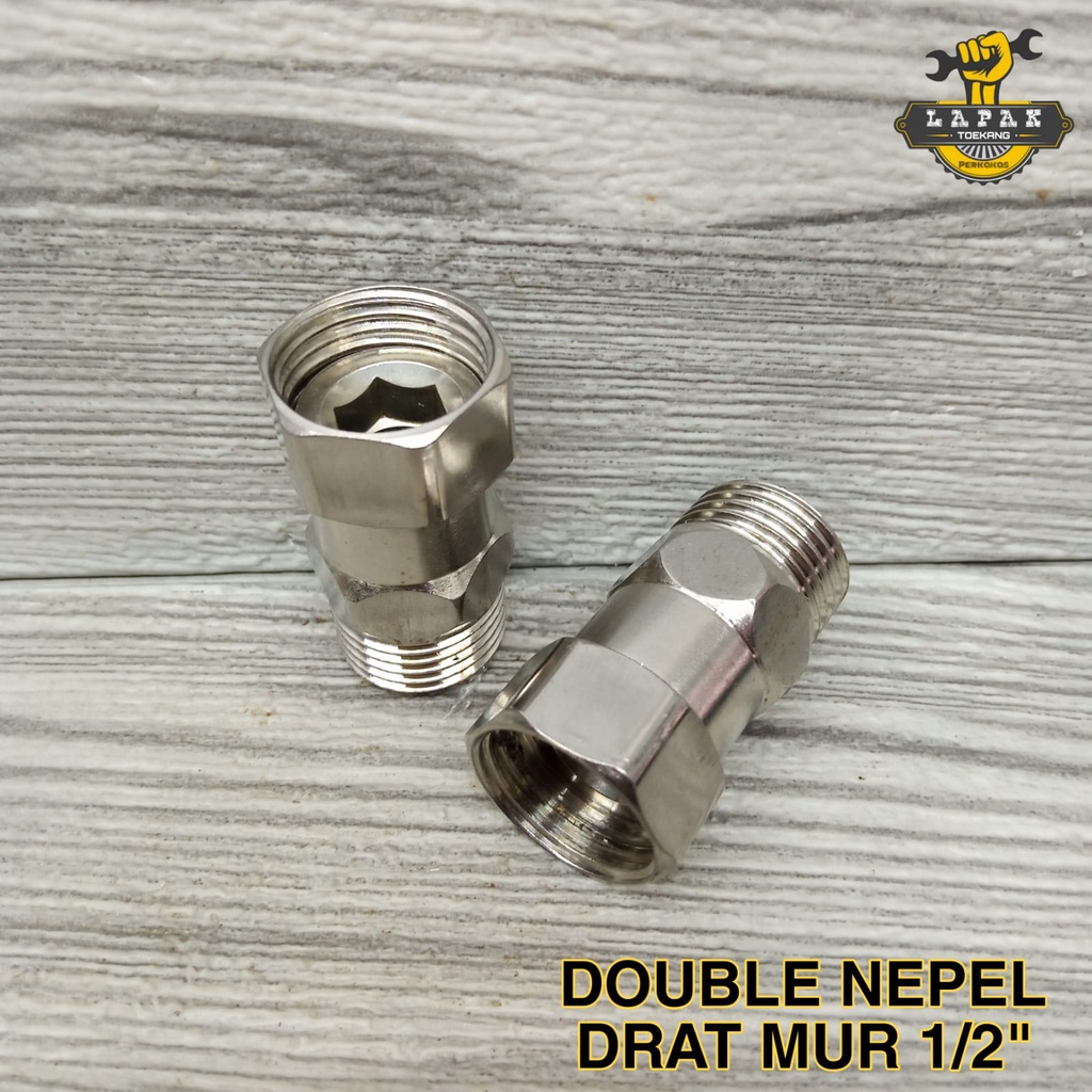 Jual Sambungan Sok Double Nepel Ring Putar Mur 1/2 inch Stainless FS12 | Shopee Indonesia