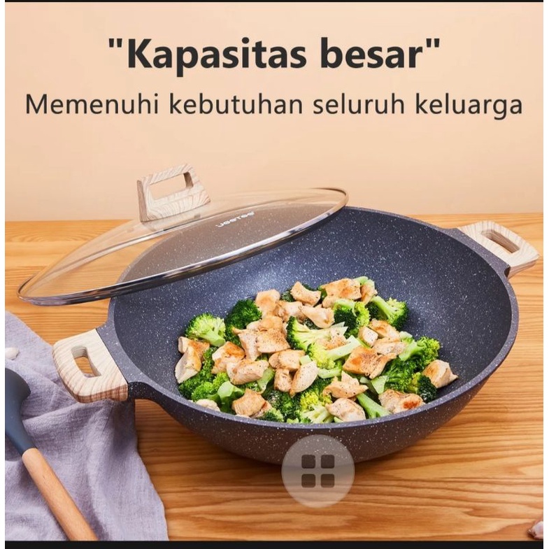 Jual Wajan /wok pan besar 36 Cm , marble anti lengket | Shopee Indonesia