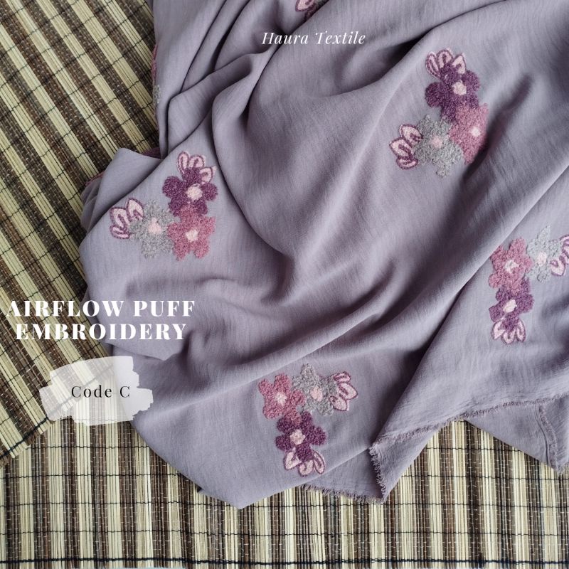 Jual (TERMURAH) KAIN CRINKLE AIRFLOW PUFF EMBROIDERY (CODE C) | Shopee ...