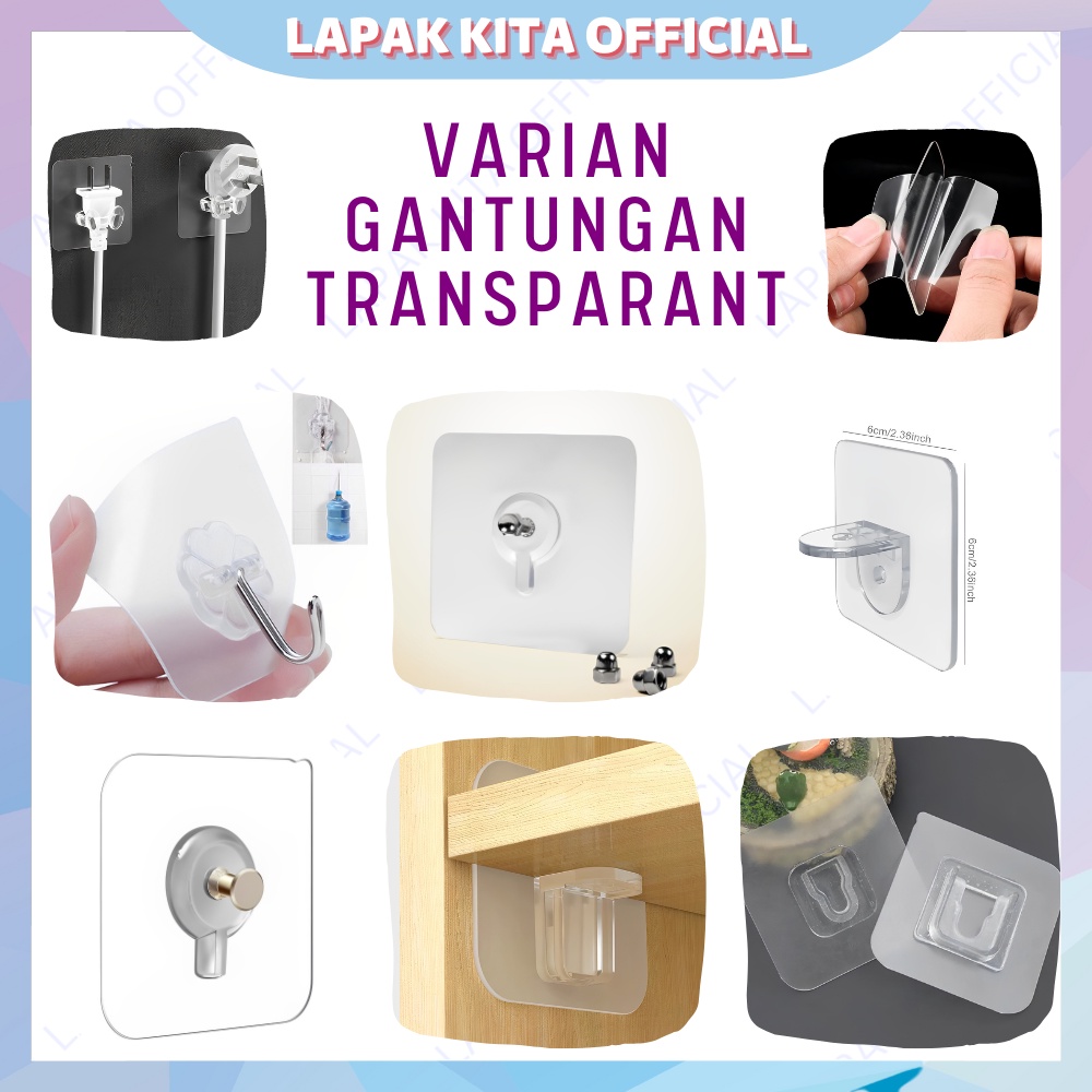 Jual Gantungan transparant tempel dinding serbaguna tanpa paku model ...