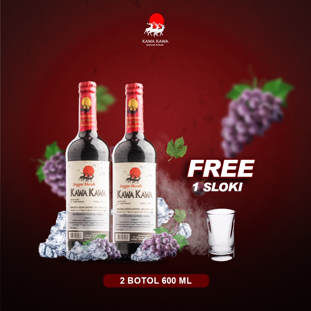 Jual Kawa Kawa anggur merah 600ml paket duo free sloki | Shopee Indonesia