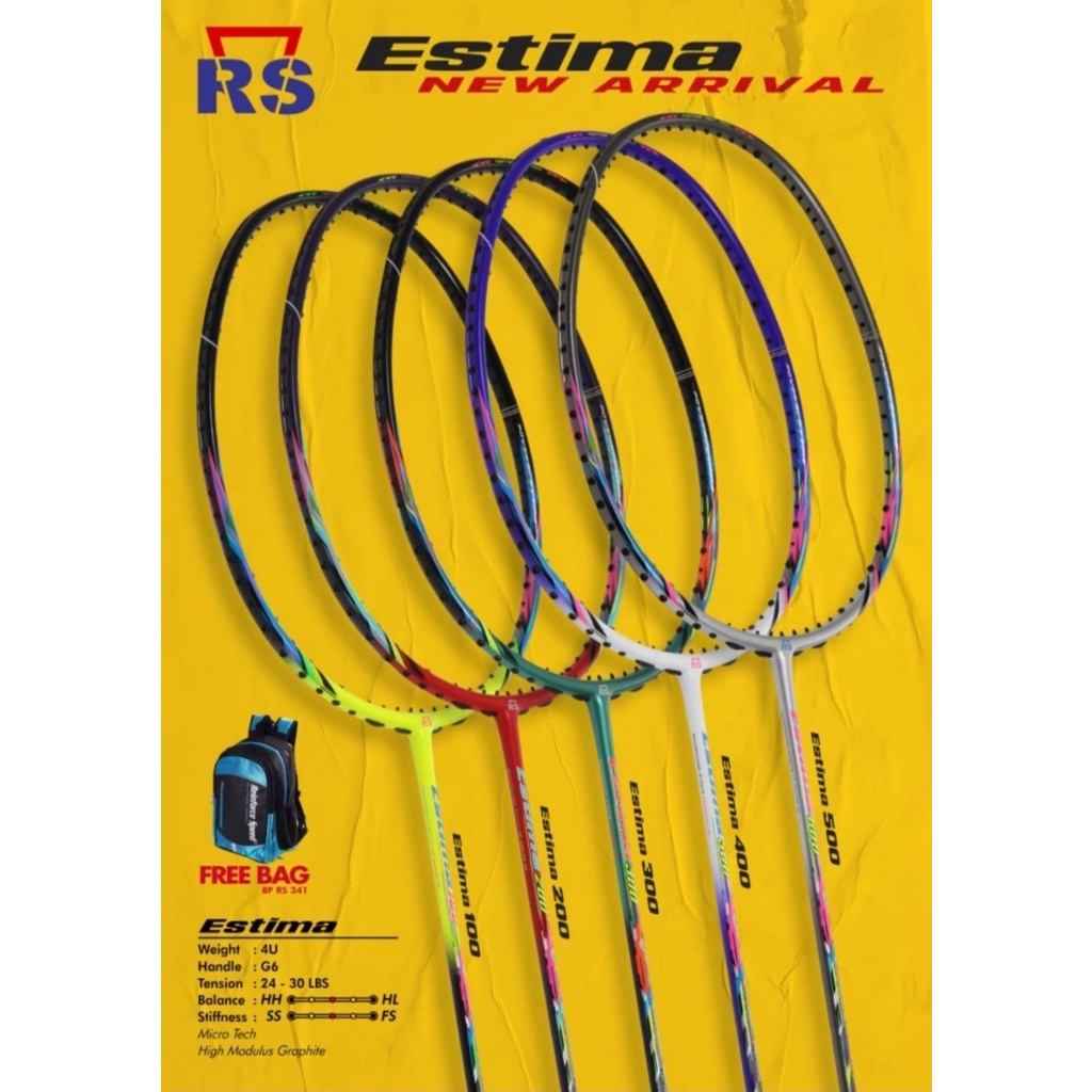 Jual Raket Badminton RS ESTIMA 100 200 300 500 600 Original 100% ...
