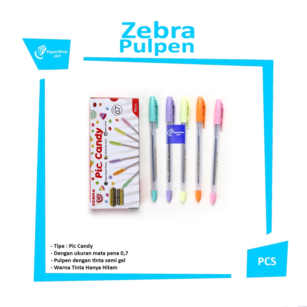 Jual ZEBRA - Pen Piccolo Pena, Pulpen 0.7 Hitam - Pic Candy - Pcs ...