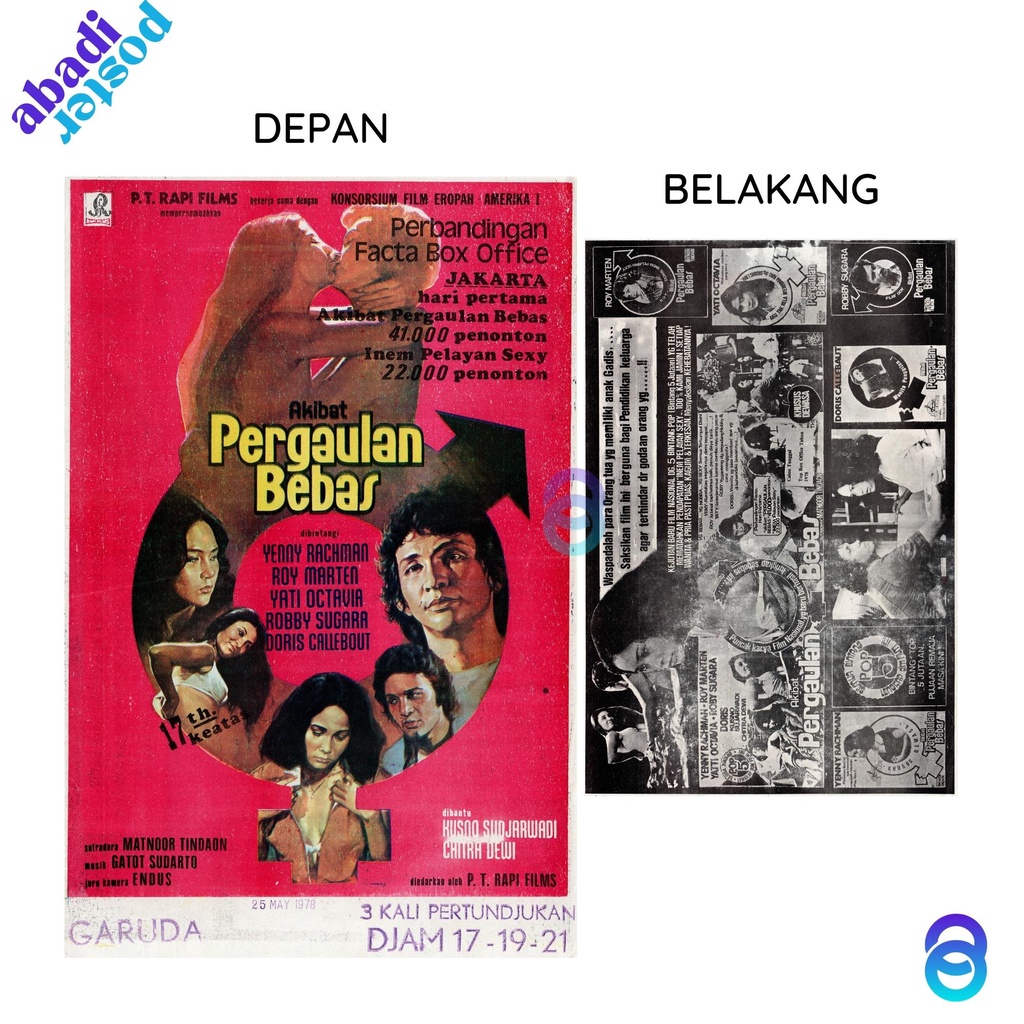 Jual poster film lawas akibat pergaulan bebas - robby sugara yenny rachman roy marten yati ...