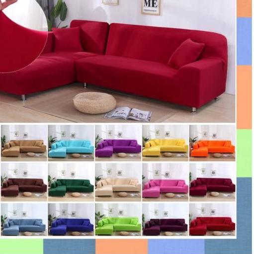 Jual COVER SOFA SUDUT ELASTIS MOTIF POLOS SARUNG SOFA 1 SEATER SOFA ...
