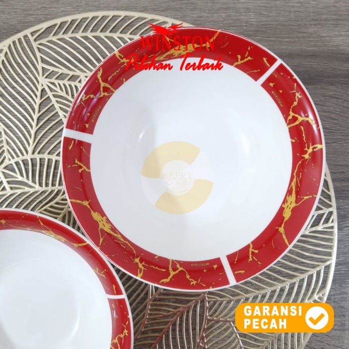 Jual WINSTON 1pcs Bowl Keramik 7in Marmer Merah | Mangkok Makan Dalam ...
