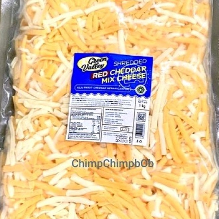 Jual GREEN VALLEY SHREDDED RED CHEDDAR MIX MOZZARELLA CHEESE 1 KG ...