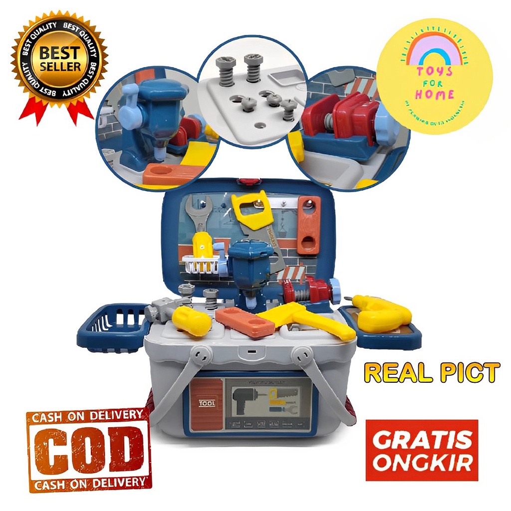 Jual Mainan Anak Perkakas Box Alat Tukang Set Koper Tool Set 2 in 1 ...
