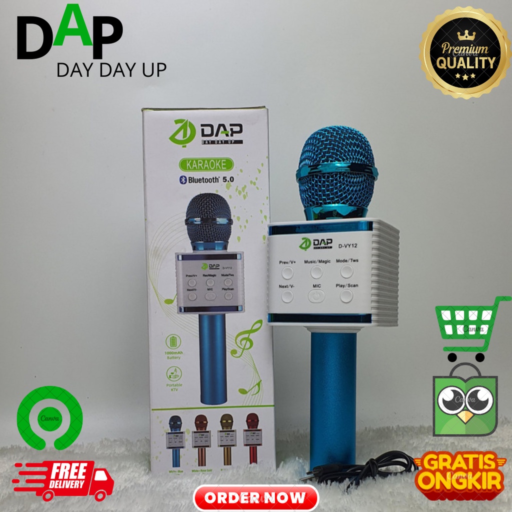 Jual MIKROFON BLUETOOTH KARAOKE DAP D-VY12 . MICROPHONE MIC WIRELESS ...