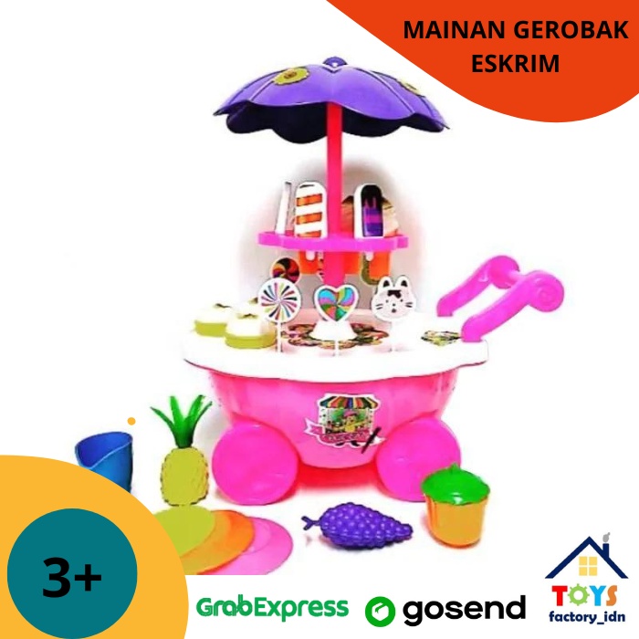 Jual Mainan Trolley Gerobak Dorong Es Krim Lollipop Popcorn Crafty ...