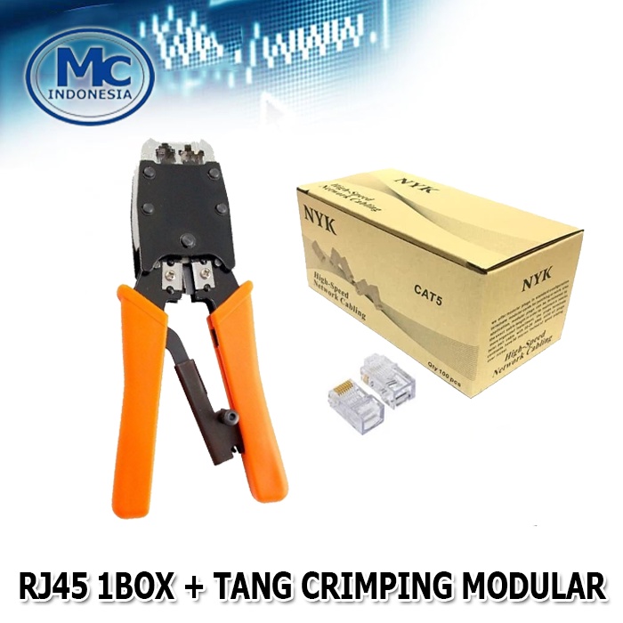 Jual KONEKTOR RJ45 CAT 5 100pcs PLUS TANG CRIMPING - RJ45 CRIMPING ...