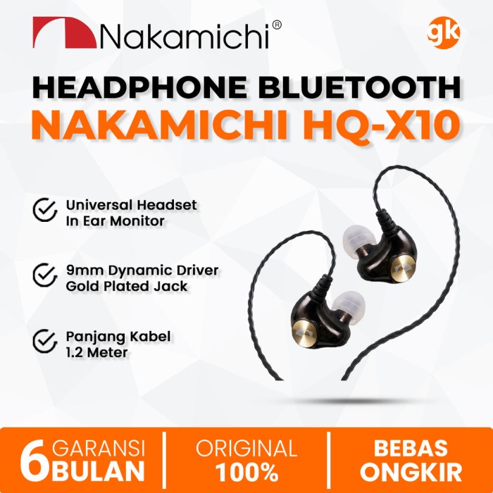 Jual NAKAMICHI Headset Wired HQ X10 Earphone In Ear 9mm Dynamic Driver ...