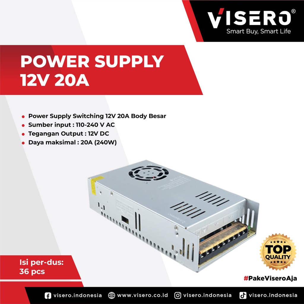 Jual Power Supply 12V 20A Adaptor 12VDC 20A Power Supply 12Volt DC 20A ...