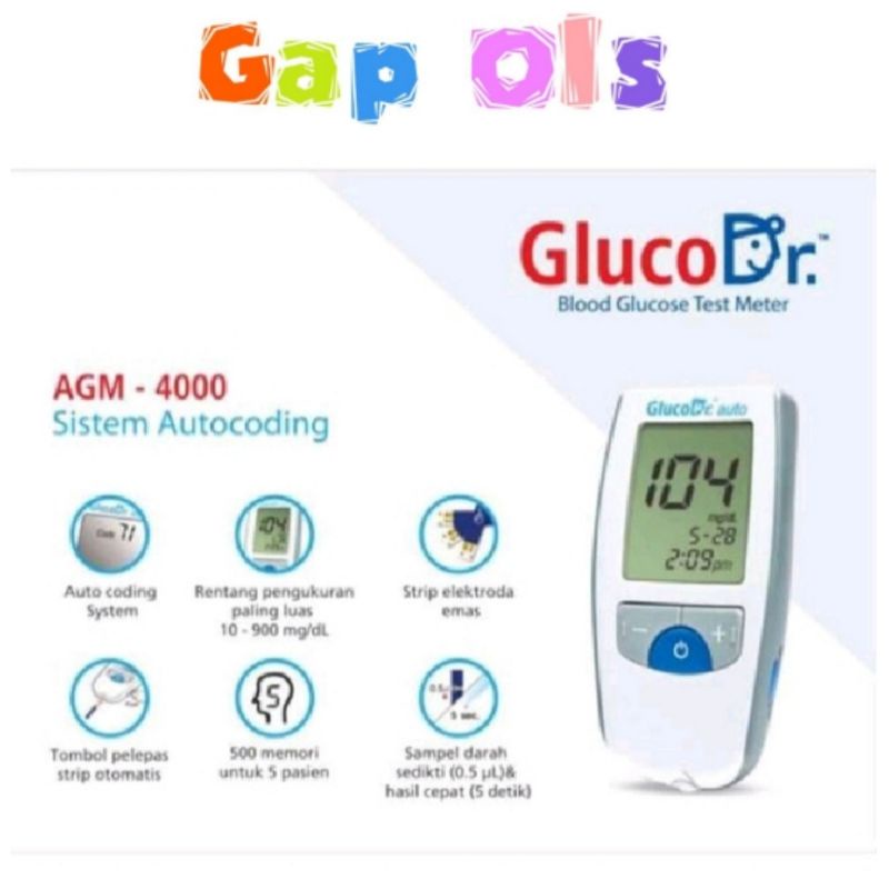 Jual Alat Cek Gula Darah GlucoDr Auto AGM-4000 GlucoDr Blood Glucose ...